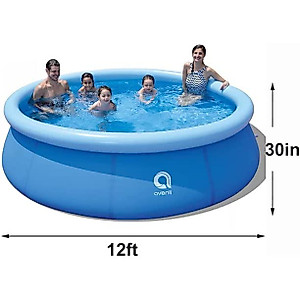 Outdoor 12ft X 30in Inflatable Swimming Pool Above Ground with Pump, 10 Person PVC Folding Swimming Pool for Garden Backyard (with Pump)