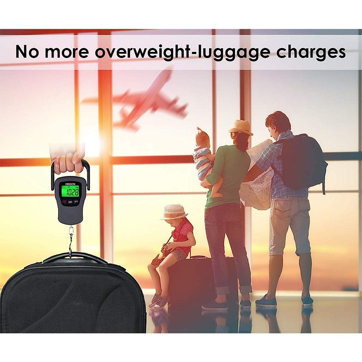 Digital Hanging Luggage Scale with Comfortable Handle and Large Hook, 110lb/50kg, Backlit Portable Scale for Travel Fishing with Tare/Hold Function, AAA Batteries Included, Grey