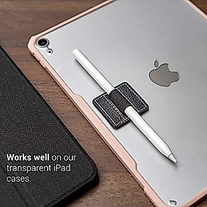TineeOwl Pen Holder for Apple Pencil (Improved), Adhesive Loop for Books, Surface Laptop, Journal & More - 3M Self-Adhesive Vegan Leather Elastic Pencil Loop (3 PACK) - Black