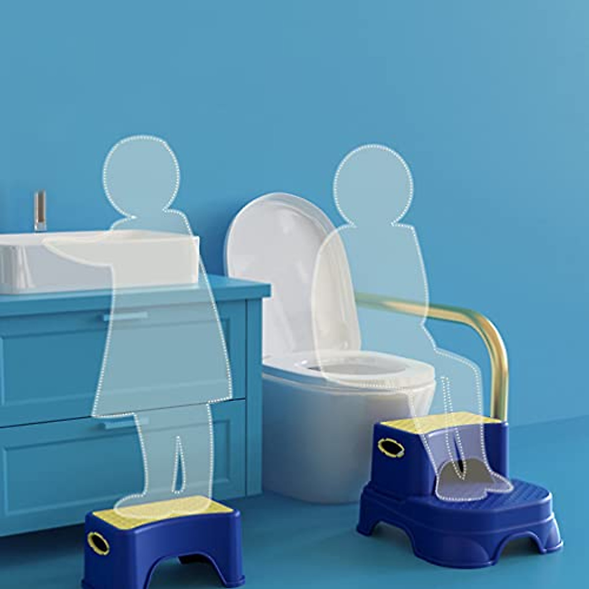 ' Step Stools Step Stool Potty Training Stool Foot Stool Bedside Step Stool Toilet Stool Stool for Kitchen Bathroom Bedroom Blue Yellow Step Stool