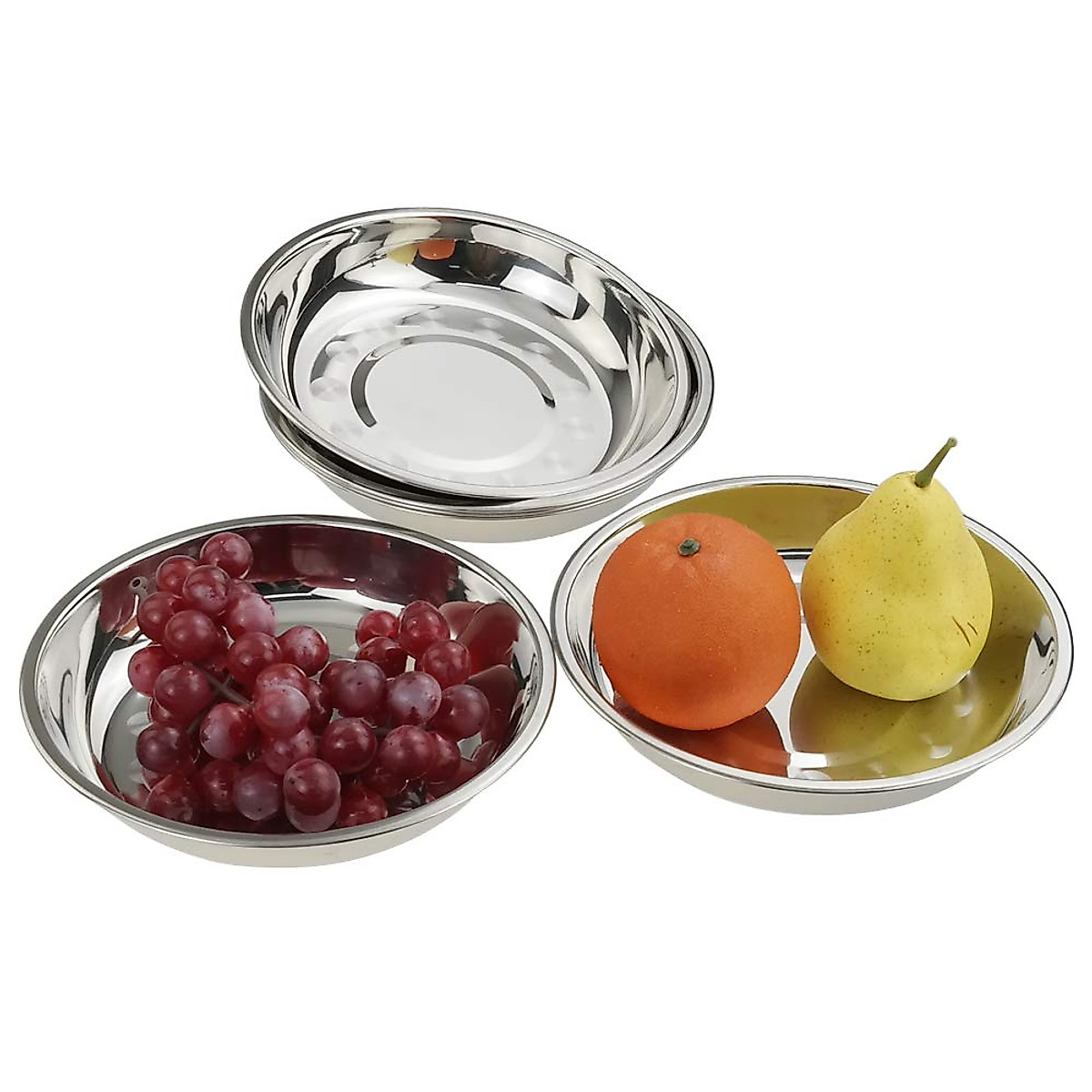 Nicesh 7.64 Inch Stainless Steel Round Plate, Dinner Plate Dish, Pack of 6