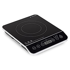 Navaris Single Portable Induction Cooktop - 1 Burner Countertop Stove - 1800W Electric Kitchen Glass Top Hot Plate for Cooking 13.9" x 11.4" x 2.5"