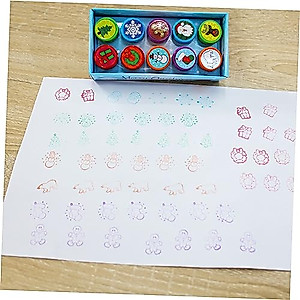 NOLITOY Santa Claus Stamp 3 Sets Wooden Stamps Animal playset Wood Classroom prizes Rubber for Christmas Party stampers Plastic Stamp Pad Gift die Ink Cartoon Photo Album