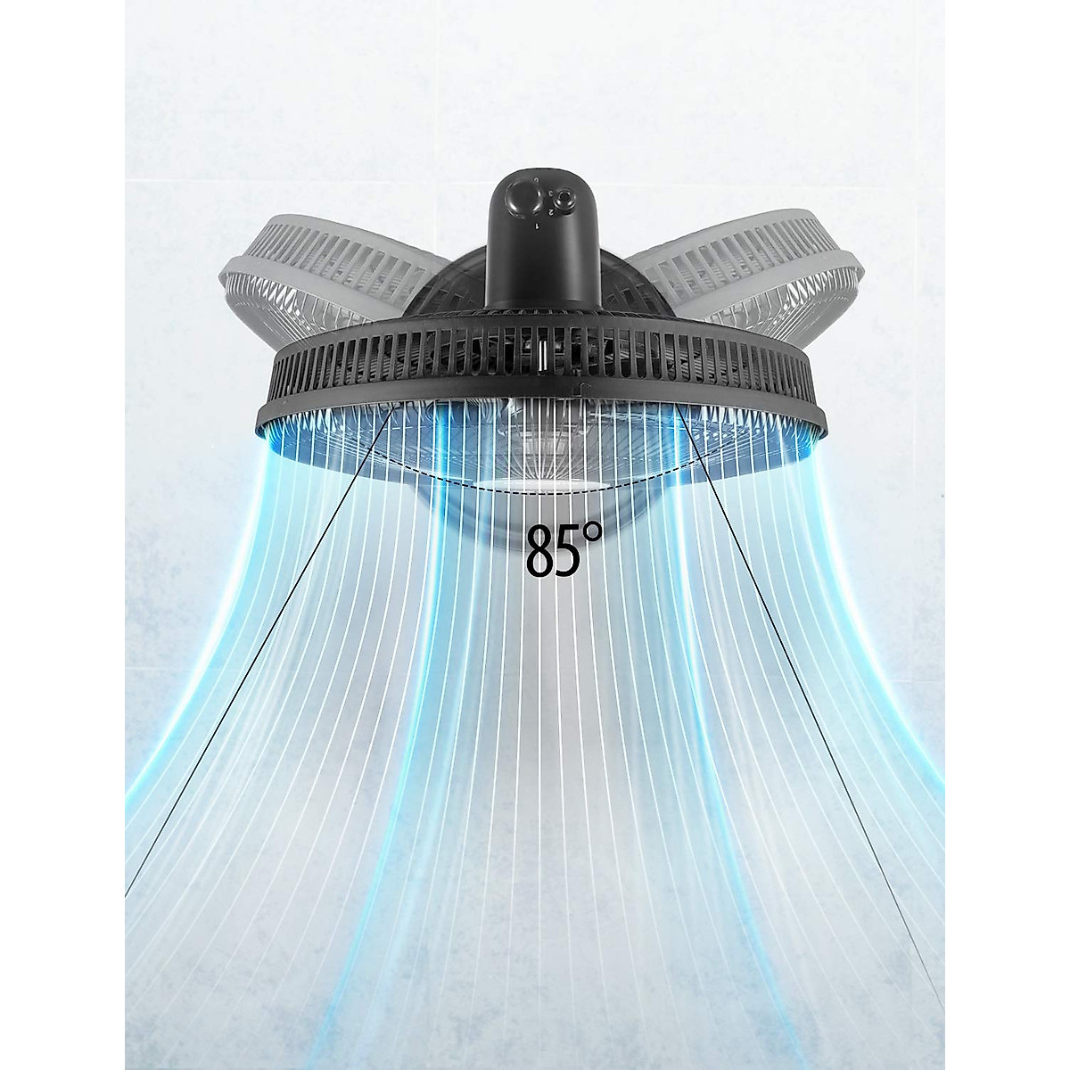 PELONIS PFS40A2ABB 16'' 3-Speed Pedestal, Standing Fan for Home and Office, 85° Oscillation and Adjustable in Height, Black, 16 Inch