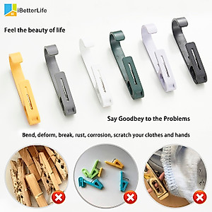 iBetterLife Clothes Pins Heavy Duty Outdoor - 8 Pcs Large Laundry Hook Hangers with Clips Closet Organizer Clamps Hanging Socks Boot Bras Towels Shower Pegs for Bathroom Wardrobe Kitchen Office