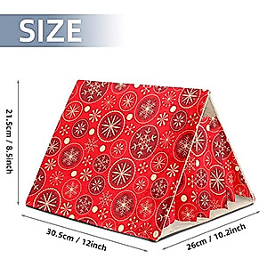 Y-DSIWX Guinea Pig Hideout Cozy Hamster House Cave for Bunny Chinchilla Hedgehog Small Animal Red Christmas Snowflake Pattern
