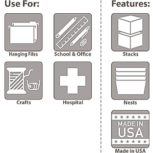 Akro-Mils 12 Gallon KeepBox File Box Plastic Stackable Storage Container with Hinged Attached Lid and Rails for Hanging File Folders, 21-Inch L x 15-Inch W x 12-Inch H, Clear/Blue