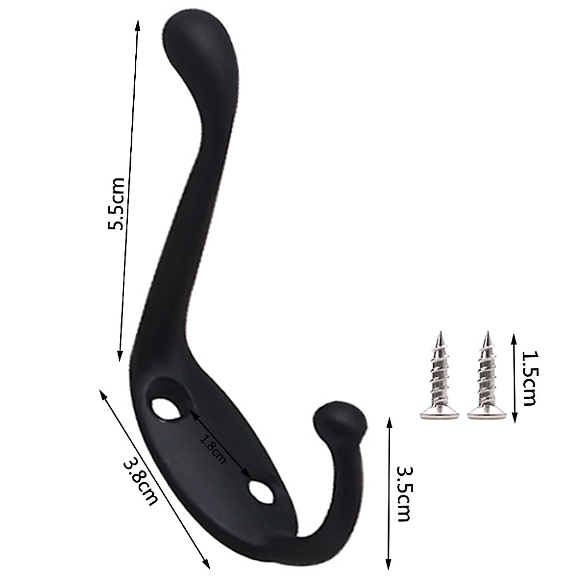 Hoshen 6 Pieces of Retro Wall Hooks, Coat Rack Hooks, European Style Living Room, Bedroom, Cloakroom, Indoor and Outdoor Retro Home Decoration, Including 12 Screws - Black