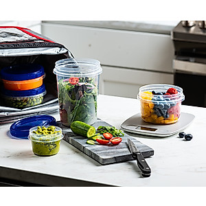 Elegant Disposables Twist Top Deli Containers Food Storage Containers Blue Screw on Lid Reusable Stackable Leakproof Airtight, pack of 10-16 oz containers