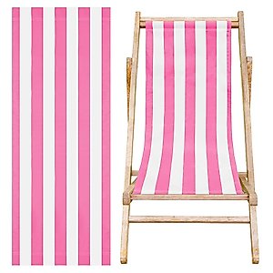 AHANDMAKER Beach Sling Chair Replacement Canvas, Hot Pink and White Stripes Lounge Chair Replacement Canvas Casual Simple Sling Chair Replacement Fabric for Beach Chair Sling Chair (44.88x17.12inch)