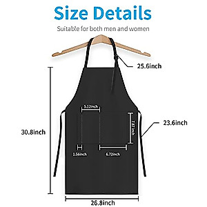 HXORBIS 1 Pack of Black Adjustable Bib Apron, Waterproof, with 2 Pockets, Neck Strap and Extra Long Tie, Cooking Kitchen Aprons for Women, Men Chef,Funny Grilling, BBQ Drawing, Waitress Apron