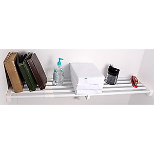 EZ Shelf - DIY Expandable Closet Shelf (NO Hanging Rod) - 28” to 48” - White - Easy to Install to 2 Sidewalls -(EZS-SW48)- Wire Closet Shelving Alternative