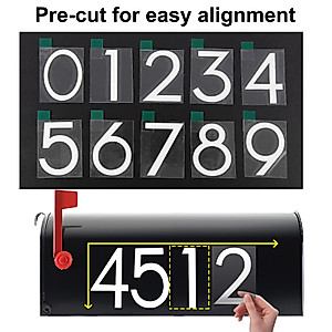 2 inch Reflective Mailbox Numbers for Outside, 5 Sets Number Stickers with Sticky Tabs for Easy Backing Peeling, Pre-cut Self Adhesive Vinyl House Numbers