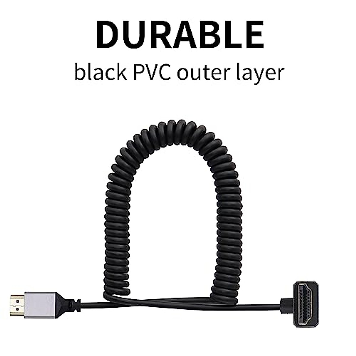 RIIEYOCA 90 Degree Up Angle UHD 4K HDMI Male to HDMI Male 18Gbps High Speed 2.0 Extender Coiled Cable Supports 4K@60Hz,1080p,ARC,3D,for Blu-ray Players,DVRs,HDTV,Roku Ultra Stretchable to 1.5M/5FT