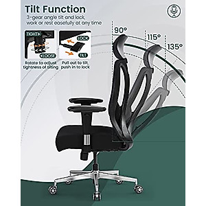 Raynesys Big and Tall Office Chair for Heavy People, 400LBS Capacity with Wide Seat,Heavy Duty Material, Adjustable Armrests, Ergonomic Executive Chair for Home Office with Strong Lumbar Support,Black