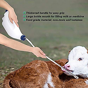 Yosoo Calf Bottle Feeding, Stainless Steel Farm Animals Calf Cow Feeding Tube Milk Bottle Feeder Calf Drinking Bottle Water Milk Bottle Accessory(4L)