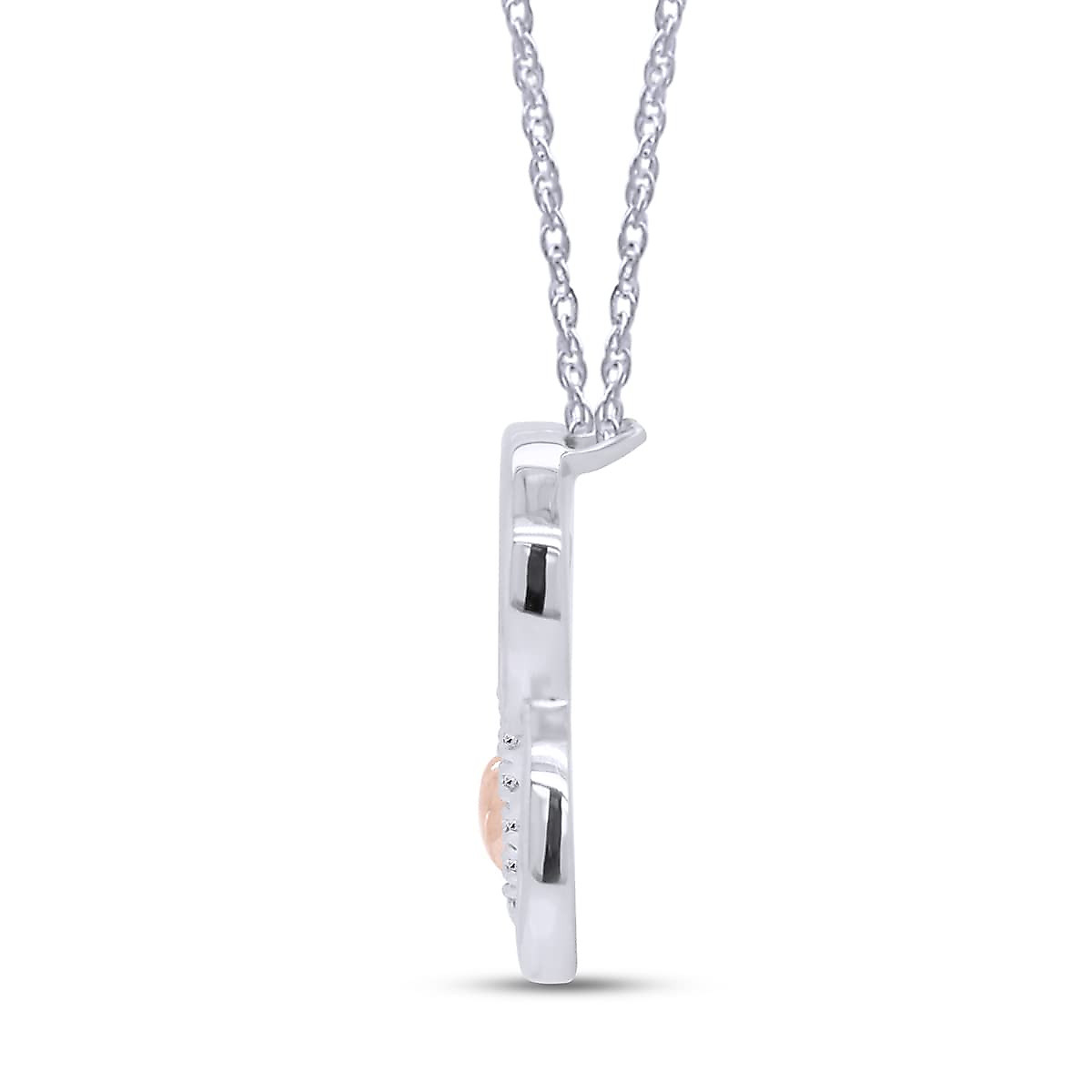 Jewel Zone US Two Tone Sterling Silver Natural Diamond Accents A - Z Initial & Heart Pendant Necklace