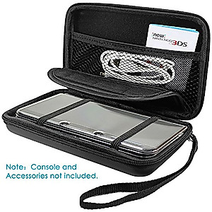 Protective Case Compatible New 3DS XL & Screen Protectors, AFUNTA 2 Pcs Tempered Glass for Top Screen & HD Clear PET Film for Bottom Screen, 1 Carrying EVA Case for Console