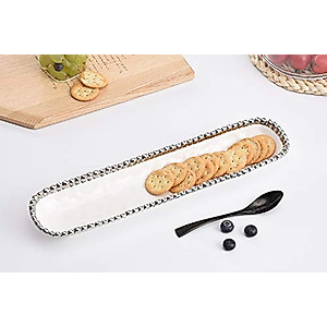 Pampa Bay Porcelain Cracker Cheese and Charcuterie Tray (White and Silver)