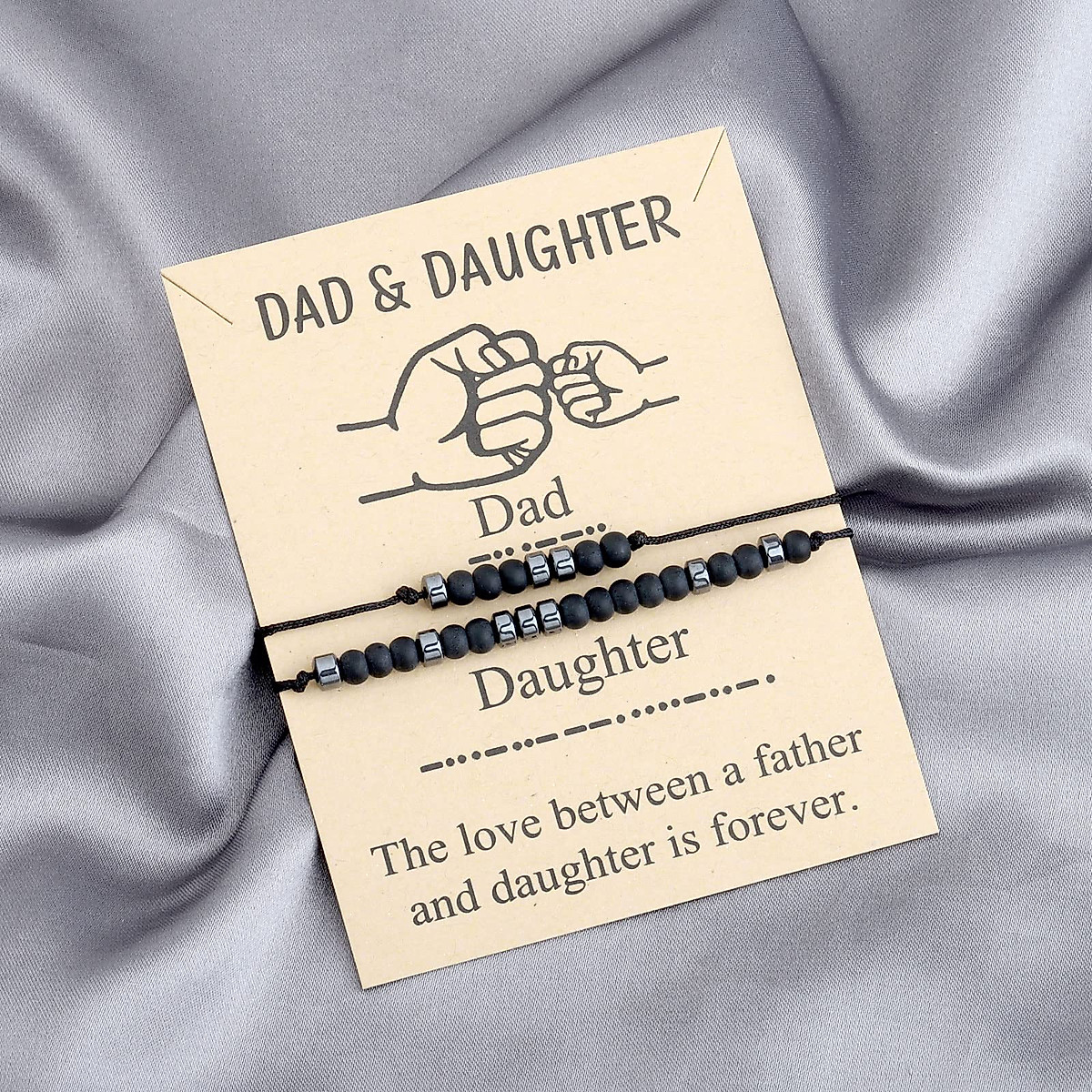 LQRI Dad and Daughter Matching Morse Code Bracelets Father Daughter Gift The Love Between A Father and Daughter Is Forever (Dad and Daughter)
