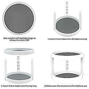 umicial Lazy Susan Organizer Turntable Organizer Lazy Susan Turntable for Cabinet Spice Spinner Spice Rack Organizer for Cabinet Spinning Rack 360 Rotating Non-Skid 2 Tier 10 Inch (White and Grey)