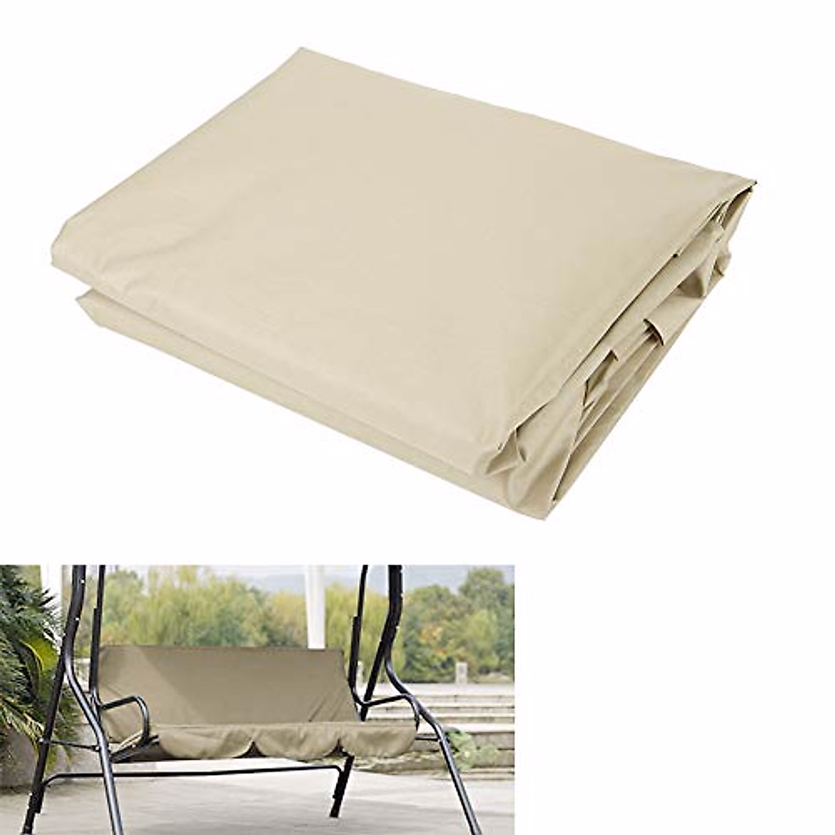 Patio Swing Cushion Cover, Courtyard Garden Swing Hammock 3‑Seat Cushion Cover Waterproof Swing Seat Cover Protection Cushion 150 x 50 x 10cm