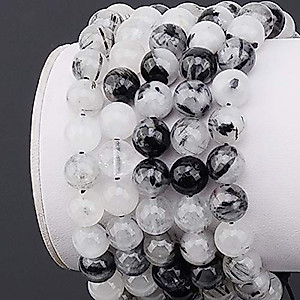 Massive Beads Adjustable Braided Macrame Bracelet Tourmaline Quartz 8mm (Tourmaline Quartz)