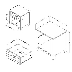 South Shore Ulysses 1-Drawer Nightstand Fall Oak