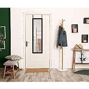 Americanflat 12x48 Black Over The Door Mirror - Full Length Hanging Door Mirror for Bedroom, Bathroom, Dorm - Long Full Body Mirror with Hanger and Shatter-Resistant Glass