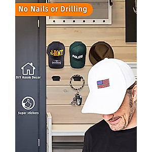 Aurofyx Hat Rack, Hat Hooks Organizer for Baseball Caps for Wall, No Drilling Sticky Wall Hat Holder Hanger 12-Pack