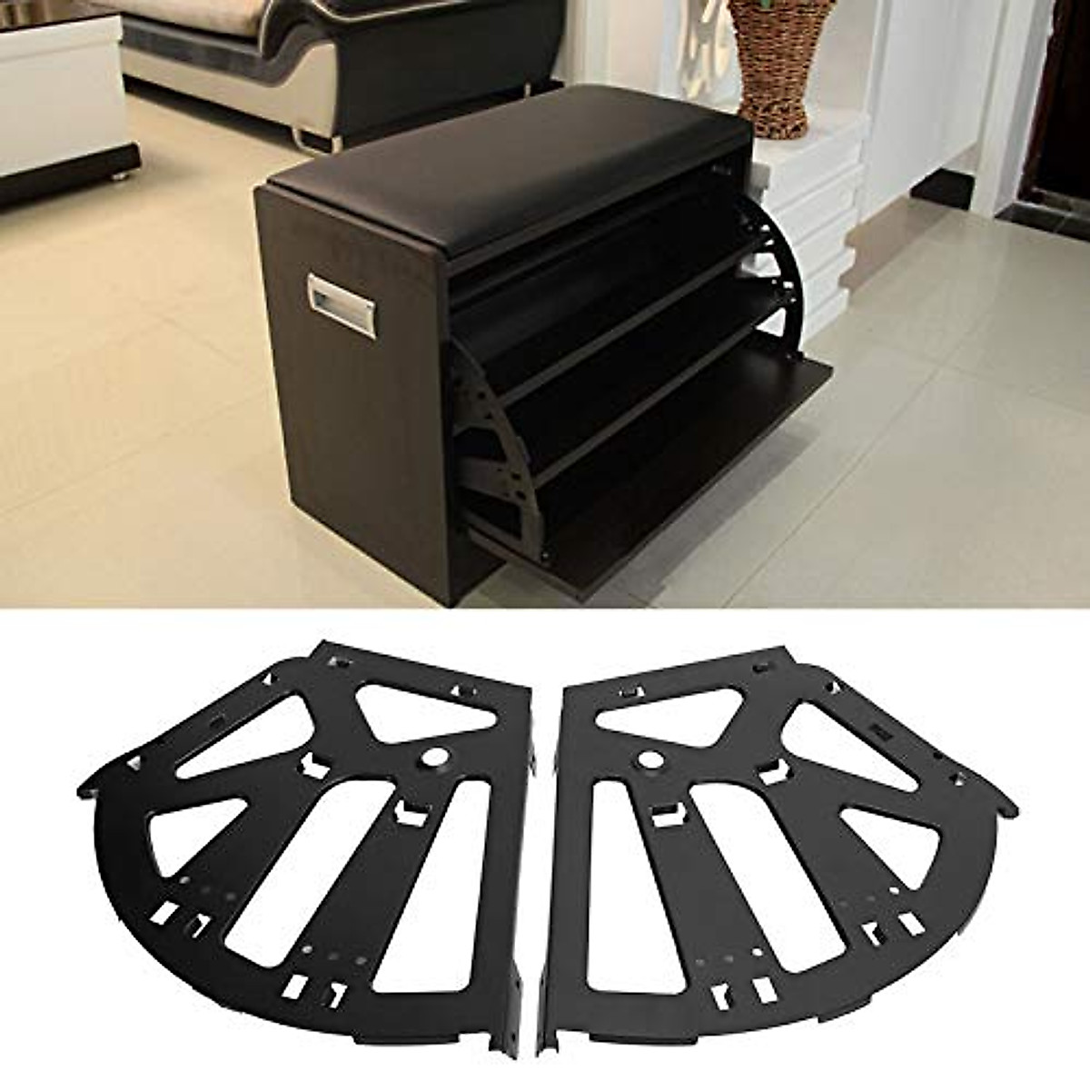 Shoes Cabinet Hinge Cold Rolled Steel 3-Layers Shoe Drawer Flip Rack Accessory Shoes Drawer Hinge Shoes Cabinet Flip Rack Shoes Cabinet Turning Rack Shoe Cabinet Fittings Shoes Organization Black