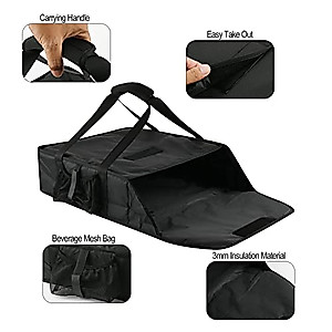 Beautyflier Pizza Bag for Delivery Insulated Pizza Carrier Food Delivery Warmer Bag for Hot or Cold Food Personal Professional Use Travel Potluck Parties, Picnic, Cookouts, Beach
