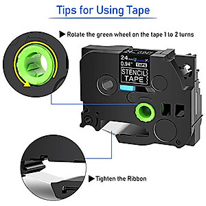 SuperInk 5 Pack Compatible for Brother P-Touch STE Label Tape STe-151 ST-151 STe151 ST151 Black on Clear Mobile Stencil Tape for Label Printer PT-P900W PT-E500 PT-D600 (1"x 9.8'',24mm x3m)