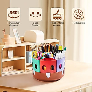 GAMENOTE Rotating Art Supply Storage Organizer, Lazy Susan Office School Supplies for Kids Desk Organizers and Homeschool Supplies Craft Caddy Classroom Organization (Small)