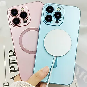 ankofave Magnetic case for iPhone 13 Pro Max Phone Case for Women, Matte Luxury Soft Metallic Luster Design with Camera Lens Protector, Compatible with Magsafe Case for iPhone 13 Pro Max 6.7"-Black