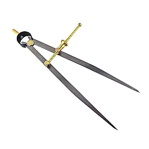 Toolmaker's “Yankee” Quick-Spring Nut, Rapid Adjust, Spring Dividers Calipers Compass, 0-8.5” / 215 mm Range, Brass Fulcrum and Fine Adjustment Mechanism, Flat Leg, C7-8
