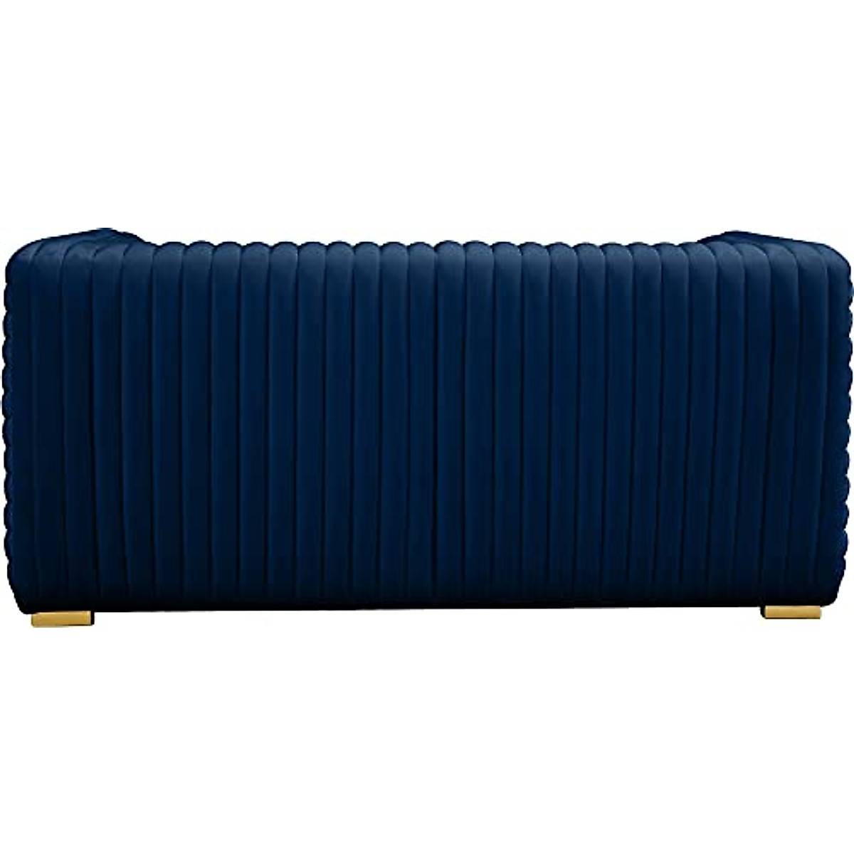 Meridian Furniture 640Navy-L Ravish Collection Modern | Contemporary Velvet Upholstered Loveseat with Deep Channel Tufting + Both Gold & Chrome Legs Included