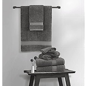 LANE LINEN 16PC Bath Towels Bathroom Set - Space Grey for 100% Cotton Towel Luxury Highly Absorbent Shower 4 Hand 8 Washcloths