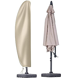 Patio Cantilever Umbrella Covers for Outdoor: Waterproof Offset Umbrella Cover Banana Style with Zipper fits 9FT to 14FT, Khaki