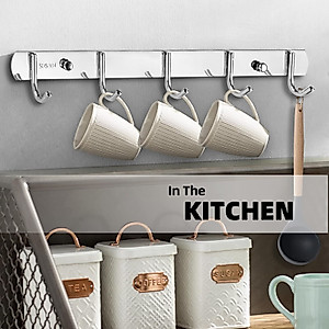 TooCust 2 Pack Thickened 304 Stainless Steel Wall Coat Rack - Heavy Duty Coat Rack Wall Mounted, Modern Wall Coat Rack with Hooks, Durable Wall Hangers,Jacket Hooks,Towel Hook Rack, Silver