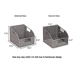 StorageWorks Storage Baskets, Rectangular Wicker Baskets with Built-in Handles, Decorative Storage Boxes