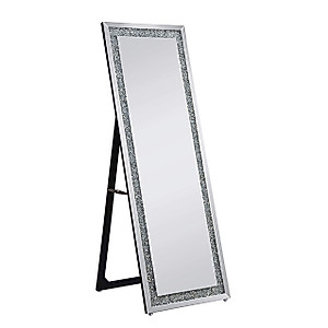 Acme Furniture Noralie Floor Décor, Mirrored and Faux Diamonds