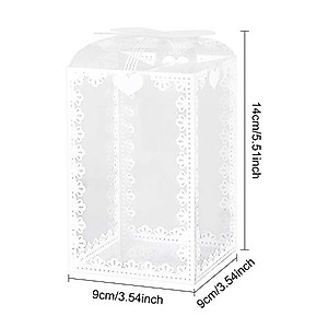 BENECREAT 24PCS 3.5x3.5x5.5 Clear Wedding Favour Boxes with Bowknot Pattern Rectangle PVC Transparent Gift Boxes for Candy Chocolate Wrapping