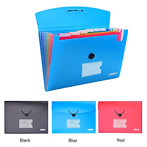 7-Pocket Expanding File 3pcs, Plastic Expandable File Folder - Black&Blue&Red