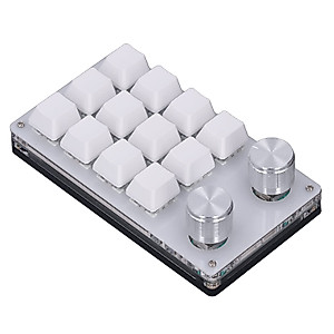 12 Key Gaming Keyboard Mini USB Mechanical Gaming PC Keyboards Multifunctional Shortcut Programmable Keyboard with 2 Knob for Gaming