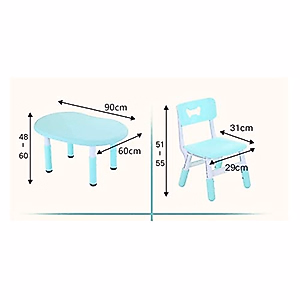 Walnut Children's Table Chair Set Kindergarten Toy Table Home Study Table Can Be Adjusted Up Down Environmental Protection Materials (Color : E)