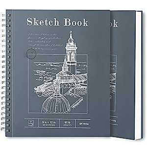 SuFly Hardcover 9x12 Sketchbook, Artist Sketch Pads for Drawing Pack of 2, 120 Sheets 90lb/140GSM Thick Sketch Book for Drawings, Suitable for Kids, Teens & Adults, White