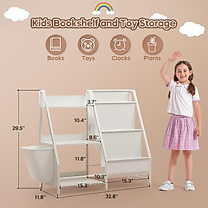 Kids Bookshelf and Toy Storage, Montessori Toddler Bookshelf for Kids, Baby Bookcase Toy Storage Organizer for Kids Rooms, Playroom, Bedroom, Nursery