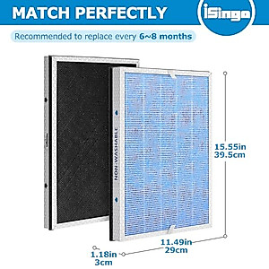 MSA3 True HEPA Replacement Filter, Compatible with Membrane Solutions MSA3/MSA3S Air Purifier,【Upgraded】3-in-1 H13 True HEPA Filter(2-Pack)