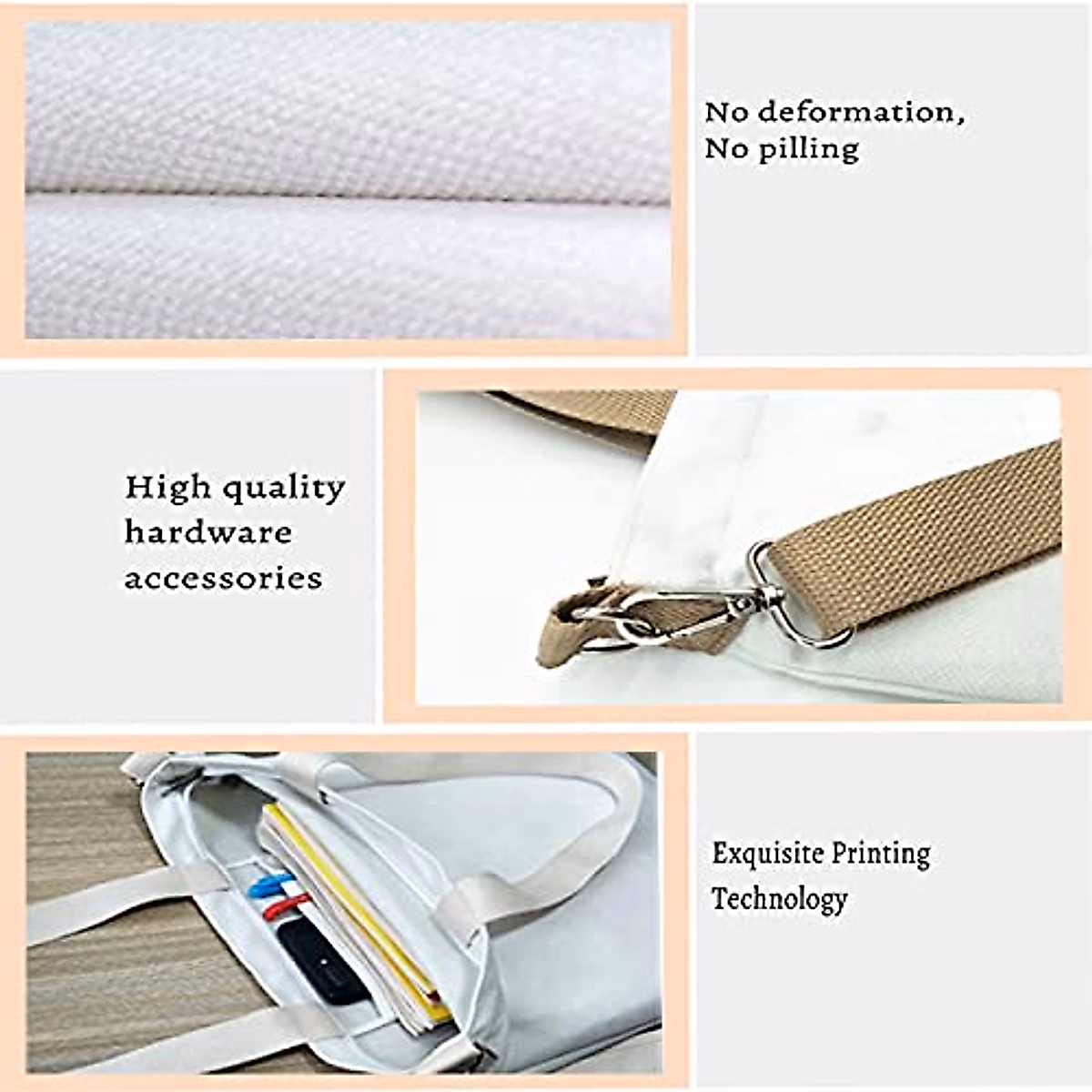 EAQ Personalized Tote Bag Custom Canvas Bag with Photo Reusable Canvas Tote Bags for Daily Use Gifts-Black-Tote Bag